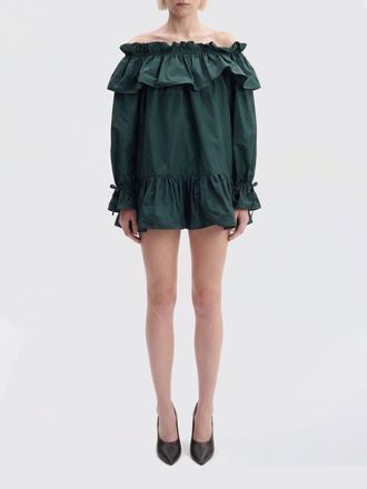 Saint Laurent A-Linien-Minikleid aus bestickter Baumwollpopeline mit R&uuml;schen