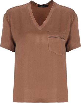 Fabiana Filippi Femme, Tops, Brun, Taille: 38 FR T-Shirt col V