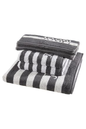 Joop Frottierset Split Stripes, Grau, Dunkelgrau, Textil, 5-teilig, Streifen, Oeko-Tex Standard 100, saugf&auml;hig, Aufh&auml;ngeschlaufe, strapazierf&auml;hig, angenehm