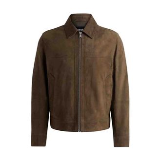 HUGO BOSS Homme, Vestes, Brun, Taille: 2XL Veste en Cuir Suédé Style Classique