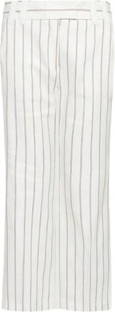 Marella Femme, Pantalons, Blanc, Taille: 36 FR Pantalone flare in lino e cotone