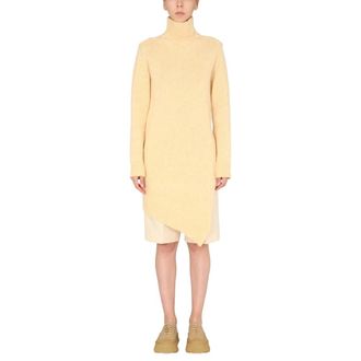 Jil Sander Femme, Robes, Jaune, Taille: 36 FR Pull Long Asym&eacute;trique