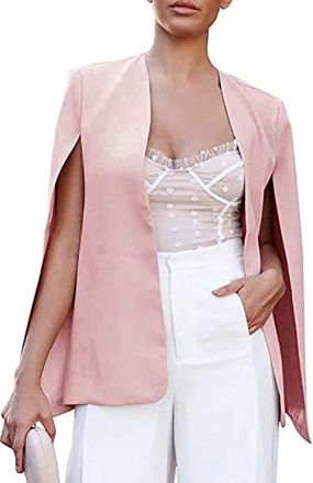 Generic Cape Blazer à manches fendues pour femme - Veste décontractée à lavant - Vêtement de travail - Poncho - Cape élégante - Veste solide - Costume slim - 