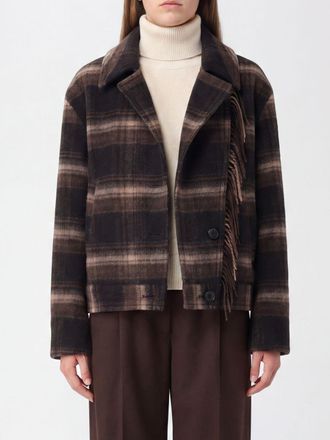 Isabel Marant Manteau court droit en laine m&eacute;lang&eacute;e &agrave; carreaux avec franges