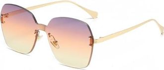 Generic Lunettes De Soleil Tendance &Agrave; Monture M&eacute;tallique Large For Hommes, Femmes, Vacances En Plein Air, Soir&eacute;es, Photographie(Orange)