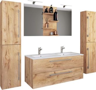 ebuy24 BudasiS Badm&ouml;belset Doppelwaschbecken Eiche dekor