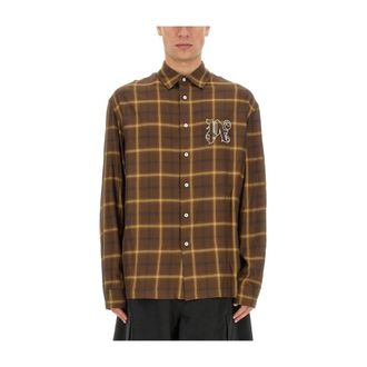 Palm Angels Homme, Chemises, Brun, Taille: XL Chemise Casual Monogramme