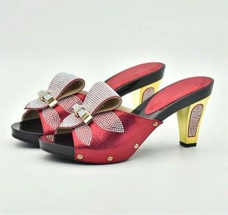 Generic ZBDZSW Chaussures de mariage pour femmes de couleur caf&eacute; d&eacute;cor&eacute;es avec strass chaussures de f&ecirc;te pour femmes chaussures pour femmes, Rouge, 6.5 UK