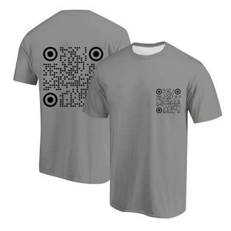 Generic T Shirt Homme T-shirt Col Rond Imprim&eacute; Code QR Manches Courtes D&eacute;contract&eacute; Tendance D&eacute;contract&eacute; Confortable T-shirt de Sport, gris fonc&eacute;, 3XL