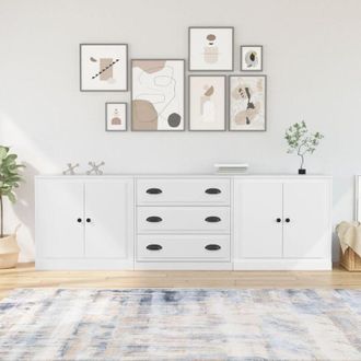 vidaXL Buffets 3 pcs Blanc Bois ding&eacute;nierie Vidaxl