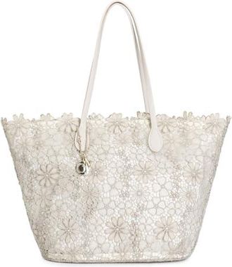 Caf&egrave;noir Sac &Agrave; Provisions En Dentelle Avec Breloque En M&eacute;tal, Pour Femme, Couleur Beige, Taille Taille Unique