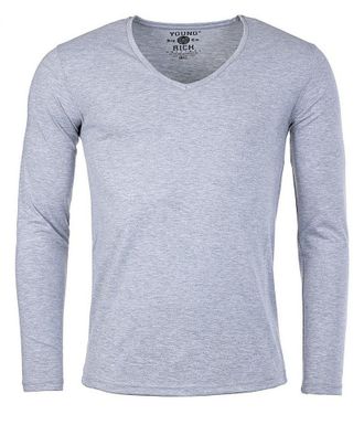 Young & Rich T-Shirt Herren Uni Basic extra tiefer Ausschnitt Unterziehshirt 2239 3er Pack (3er-Pack, 3-tlg., 3er-Pack) V-Ausschnitt unifarben langarm slim fit