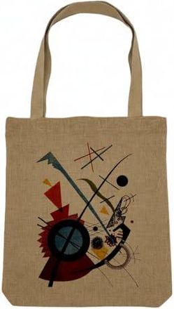 Fabulous Sac Shopping Tote Bag Aspect Lin - Peinture Wassily Kandinsky Art Oeuvre Contemporain - Sac de Courses Toile Epaisse 360g Beige Naturel Cabas Port&eacute; Ep