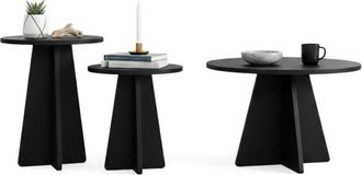 Dmora Couch-Tisch Cargeghe, Runde Form, Tischplatte aus edlem Holz, Farbe Schwarz, 60x60x40h cm, Schwarz