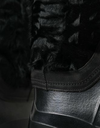 Dolce & Gabbana Shearling Lace-Up Rain Boot - Black