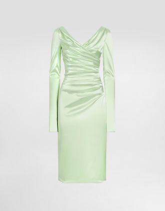 Dolce & Gabbana Stretch Satin Dress - Frau Kleider Multicolor Satin 44