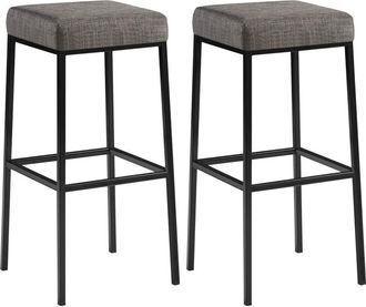 Clp 2er Set Barhocker Montreal Stoffbezug grau schwarz