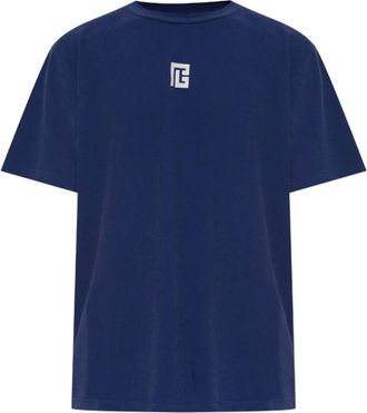Balmain T-shirt brod&eacute;e logo - Homme - Tops - Bleu - Taille: XS