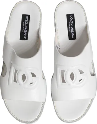 Dolce & Gabbana Mens Cutout Logo Rubber Slipper White