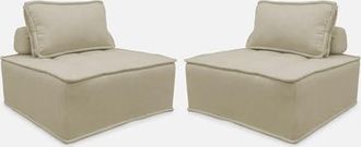 Sweeek Lot de 2 chauffeuses pour canap&eacute; modulable Tissu capitonn&eacute; Beige avec Un Coussin