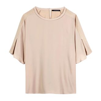 Luisa Cerano Femme, Blouses et Chemises, Beige, Taille: 42 FR T-shirt en m&eacute;lange de mati&egrave;res