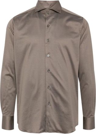 Canali Homme, Chemises, Gris, Taille: M Chemise en jersey de coton coupe classique