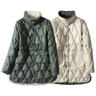 Generic Doudoune matelass&eacute;e surdimensionn&eacute;e l&eacute;g&egrave;re &agrave; manches longues avec poches pour femme, Vert, 4XL