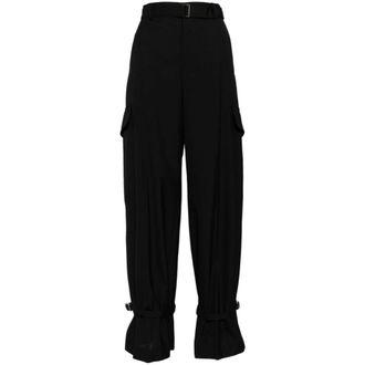 sacai Femme, Pantalons, Noir, Taille: 42 FR Cargo Pant Wool Suiting