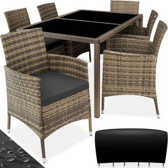 TecTake Tectake - Salon de jardin 6 places avec housse protection