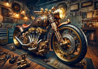Calvendo Poster 84,1 x 59,4 cm Querformat Steampunk Voyager: Ein Custom-Bike im Steampunk-Design - Ein Motiv aus dem Kalender Custom Dreams - Showbike Wonders|