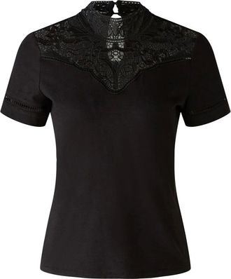 Oui Femme, Blouses et Chemises, Noir, Taille: 38 FR Blouse en Viscose avec Col en Dentelle