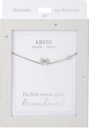 Depesche 13895.34 Halskette mit Krebs und Herz, versilbert, variabel in der L&auml;nge tragbar (42 cm + 5 cm), als Geschenk oder kleine Aufmerksamkeit