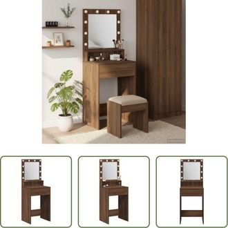 vidaXL Schminktisch mit Spiegel - Schminktisch Braun Eichen-Optik 50 x 41 x 135 cm Holzwerkstoff