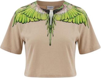 Marcelo Burlon Wing-Print Cotton T-Shirt - Beige