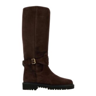 Valentino Garavani VLogo Signature Spaltleder-Stiefel 40mm - - Shoes - Damen - Braun - 41 EU