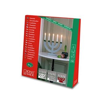 Konstsmide Kerzenleuchter, weiss lackiertes Holz mit gr&uuml;nen Details, 230V - 3988-219