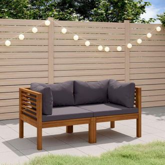 vidaXL Canap&eacute; de jardin &agrave; 2 places avec coussin Bois dacacia massif