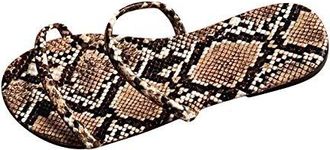 Generic Sandales plates d&eacute;t&eacute; pour femme - Chaussures &agrave; enfiler - Sandales confortables - Avec semelle souple - Sandales &agrave; lani&egrave;res respirantes - Sandales ouve