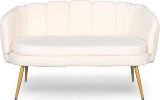 Menzzo Canapé 2 places arrondi Brenda Tissu bouclette Beige