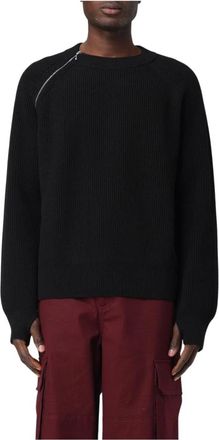Burberry Homme, Pulls, Noir, Taille: XL Pull en maille côtelée avec zip latéral
