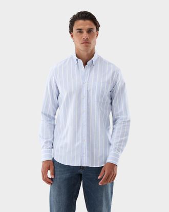 van Laack Gestreiftes Flanellhemd mit Button-Down