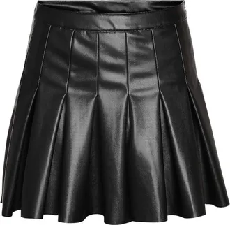 Noisy May Damen Nmpaulo Hw Pleated Pu Mini Skirt Noos Rock, Schwarz, M EU