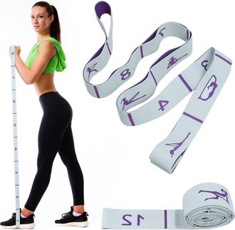 Generic Dehnungsband mit Schlaufen, Yoga-Gurt, Heimtraining, Pilates und Flexibilit&auml;tstraining, nicht elastisches Stretchband f&uuml;r Oberschenkel, Beinstrecker, 