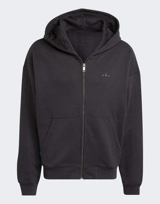 adidas Originals Premium Essentials - Kapuzenjacke in Schwarz mit durchgehendem Reißverschluss