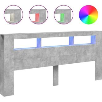 vidaXL LED-Kopfteil Betongrau 220x18,5x103,5 cm Holzwerkstoff Vidaxl