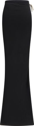 Rick Owens Jersey Maxi with Side Slit Skirt - Black