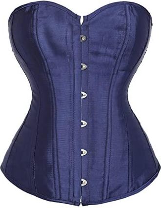 Grebrafan Corset Bustier Femme Sexy Gothique Classiques (EUR(44-46) 4XL, Navy Bleu)