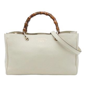 Gucci Sac bandouli&egrave;re Bamboo Shopper Pre-owned - Femme - Pre-owned - Blanc - Taille: ONE Size