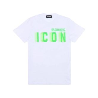 Dsquared2 Fluorescent Logo T-Shirt - - Tops - Herren - Wei&szlig; - S