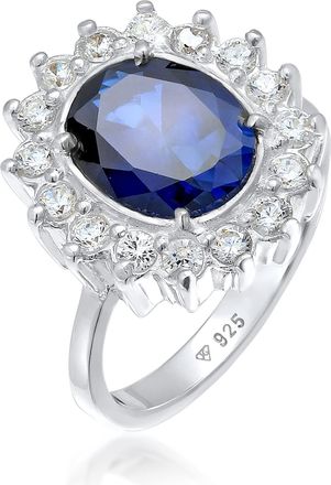 Elli Ring Damen Cocktail Saphirblau Zirkonia Kristalle in 925 Sterling Silber